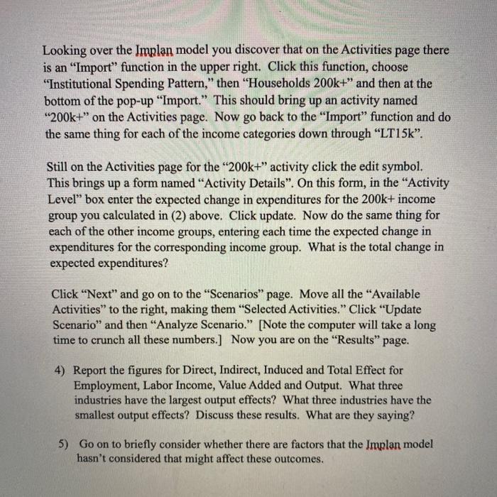 Looking over the Implan model you discover that on | Chegg.com