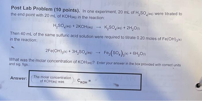Solved Post Lab Problem (10 points). In one experiment, 20 | Chegg.com