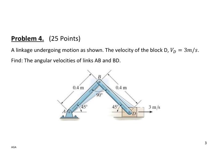 Solved A linkage undergoing motion as shown. The velocity of | Chegg.com