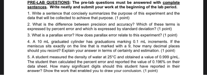 Solved PRE-LAB QUESTIONS: The pre-lab questions must be | Chegg.com