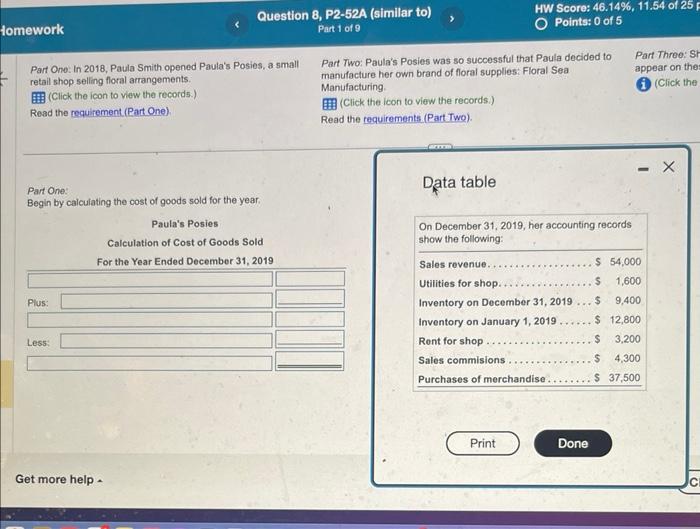 Solved Part One: In 2018, Paula Smith opened Paula's Posies, | Chegg.com