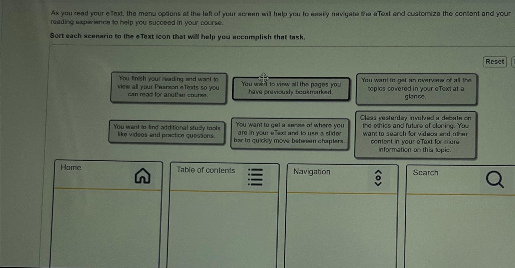 Solved As you read your eText, the menu options at the left | Chegg.com