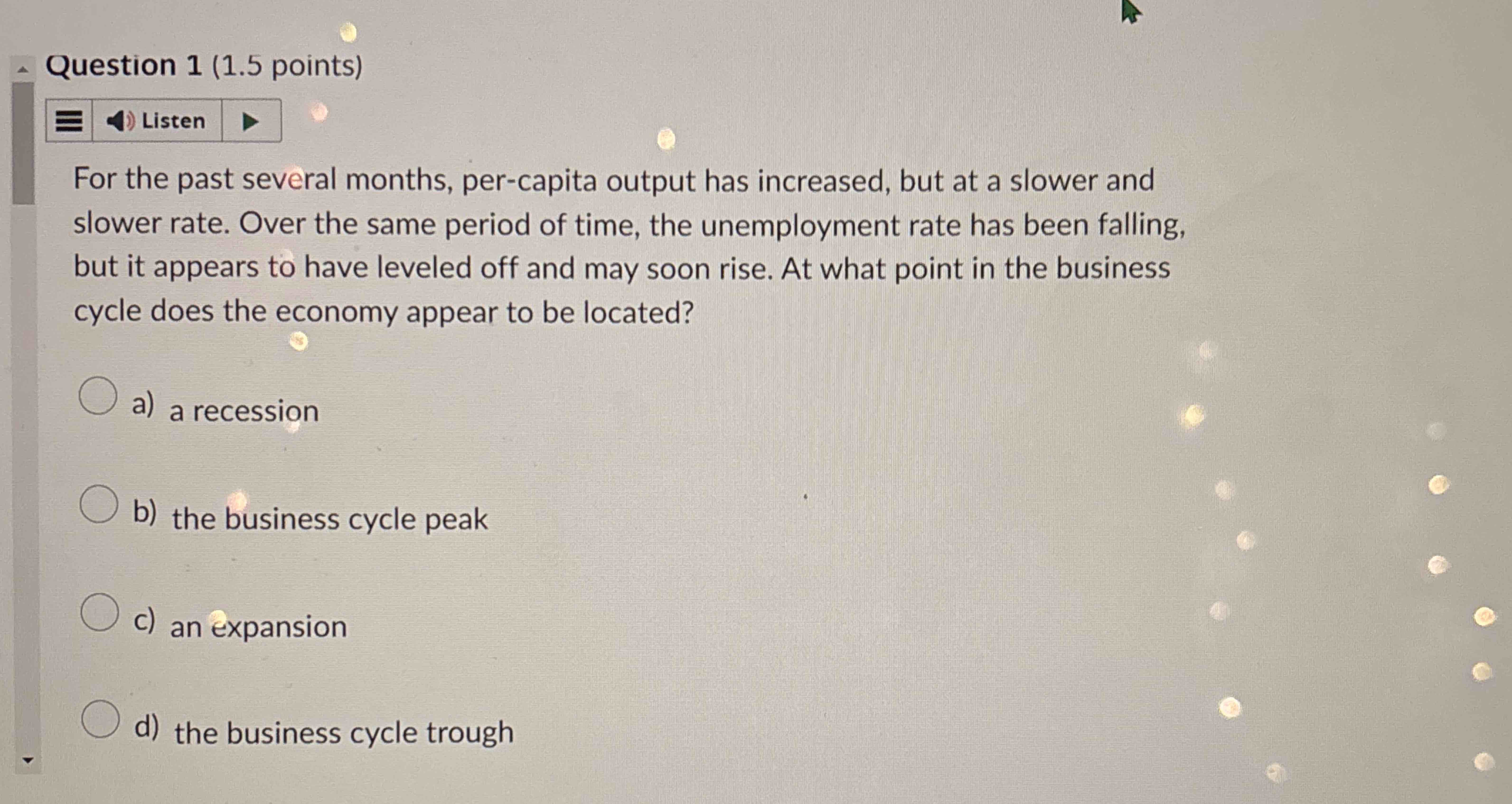 Solved For the past several months, per-capita output has | Chegg.com