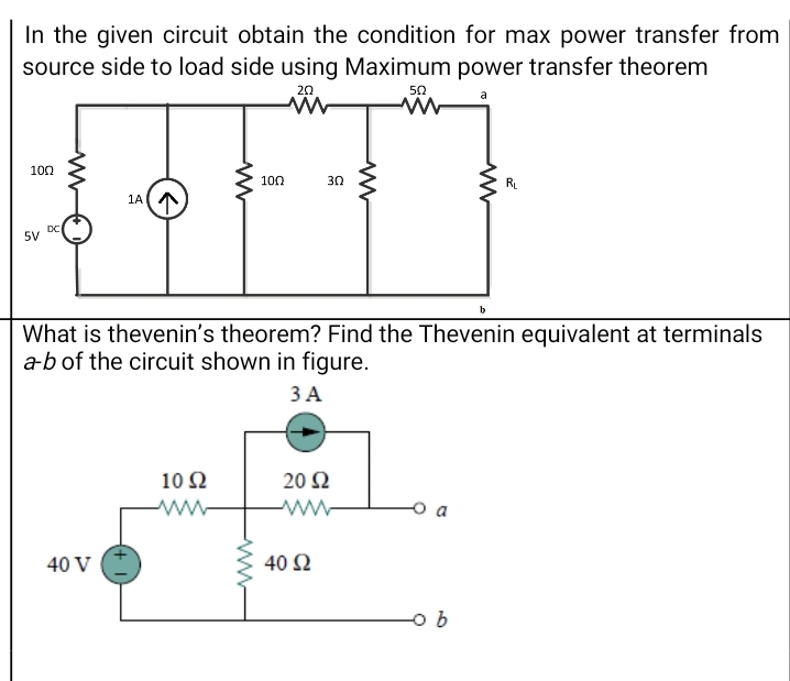 Solved In the given circuit obtain the condition for max | Chegg.com