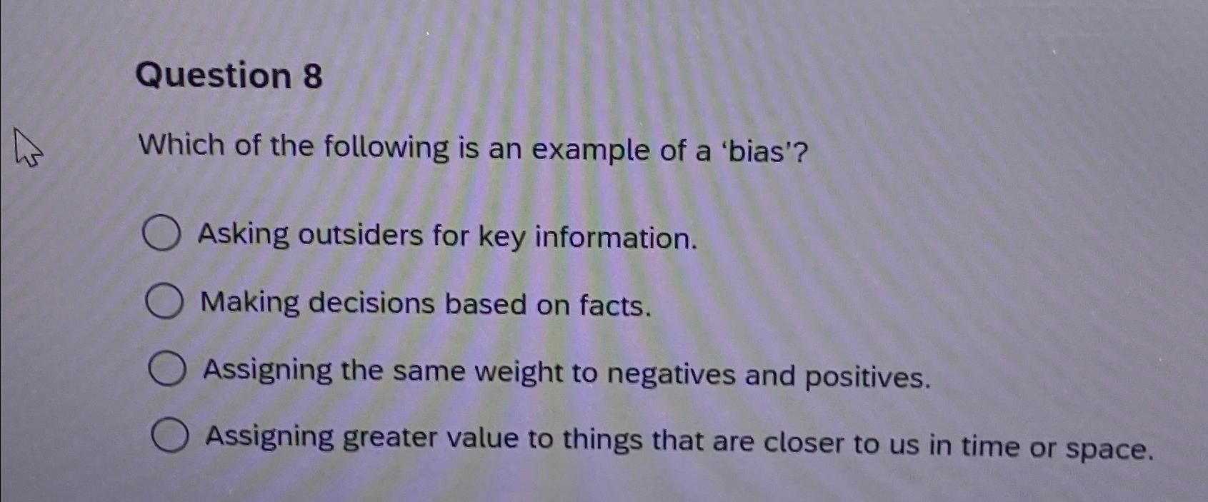 Solved Question 8Which of the following is an example of a | Chegg.com