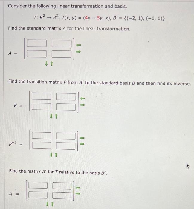 Solved Consider the following linear transformation and | Chegg.com