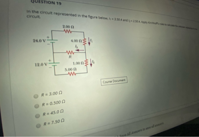 Solved ESTION 19 in the circuit represented in the figure | Chegg.com