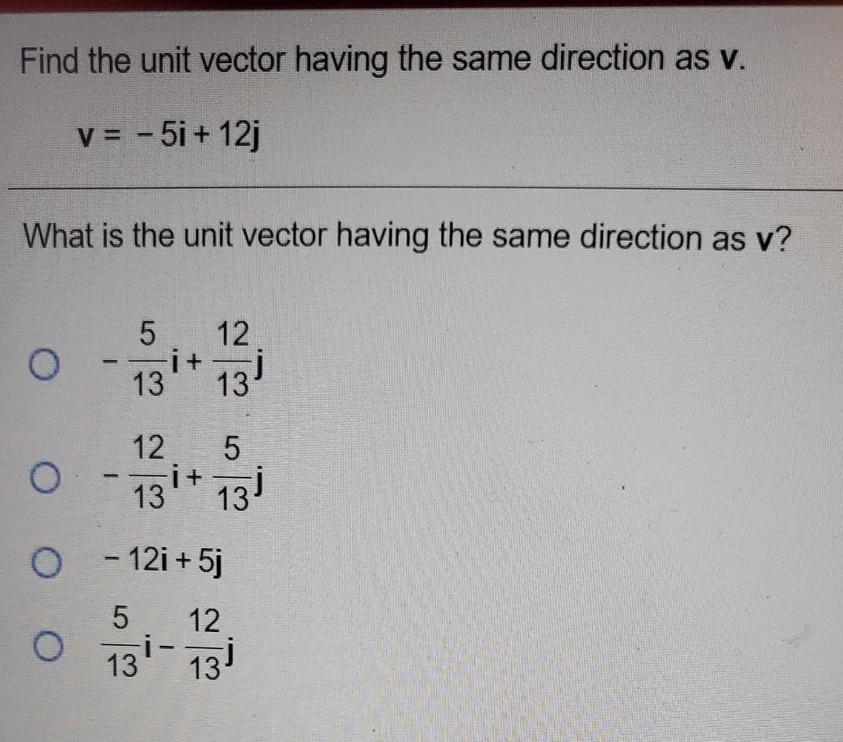 Solved Find the unit vector having the same direction as v. | Chegg.com