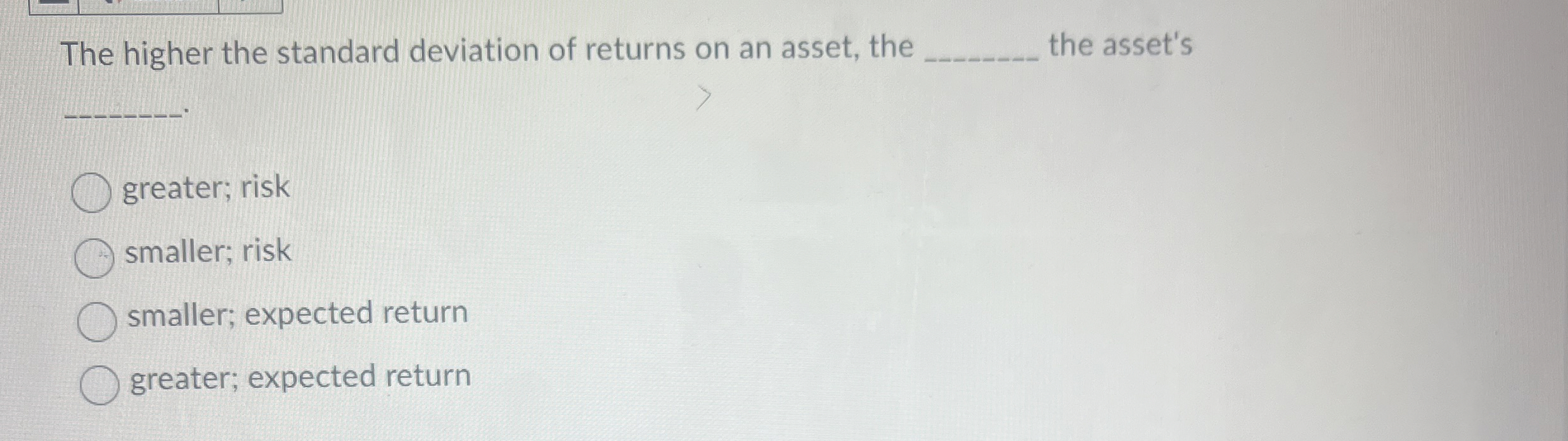 Solved The higher the standard deviation of returns on an | Chegg.com
