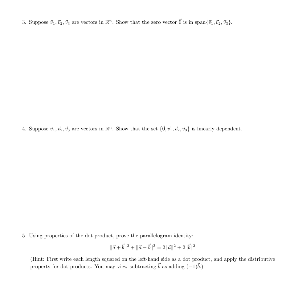 Solved Suppose vec(v)1,vec(v)2,vec(v)3 ﻿are vectors in Rn. | Chegg.com