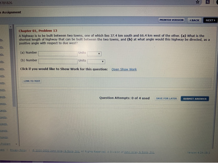 Solved 781826 Assignment PRINTER VERSION BACK NEXT Chapter | Chegg.com