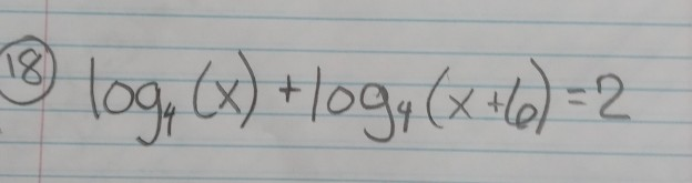 Solved 18 logy (x) +logy (X+6)=2 | Chegg.com