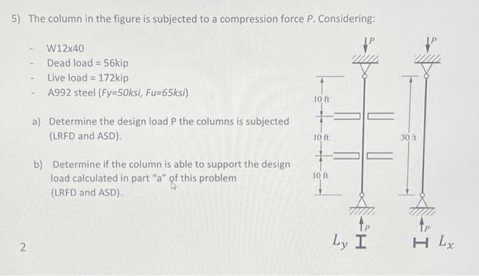 Solved The column in the figure is subjected to a | Chegg.com