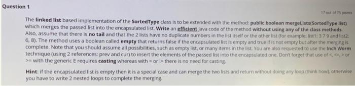 Solved The linked list based implementation of the | Chegg.com