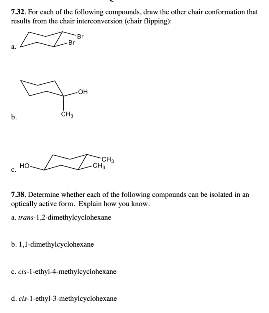 Solved 7.32. ﻿For each of the following compounds, draw the | Chegg.com