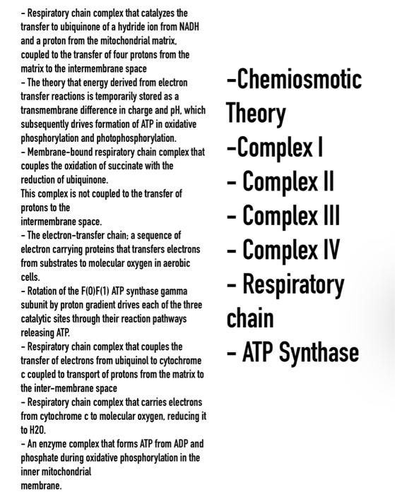 Solved - Respiratory chain complex that catalyzes the | Chegg.com