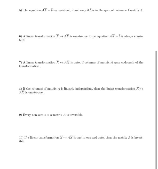 Solved 5) The equation AX = b is consistent, if and only if | Chegg.com