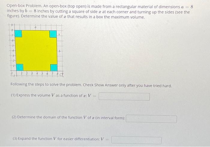 Open-box Problem. An open-box (top open) is made from | Chegg.com