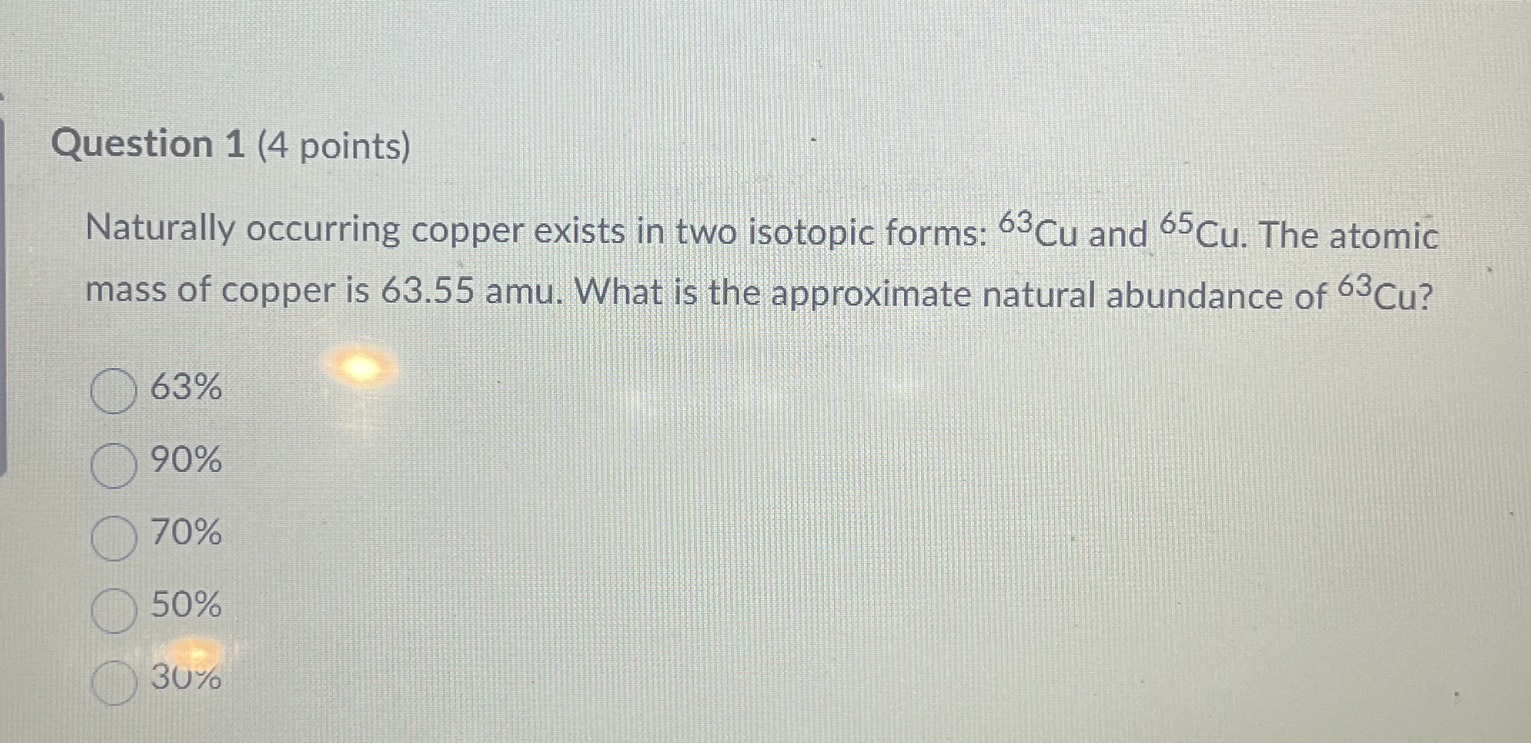 Solved Question 1 (4 ﻿points)Naturally occurring copper | Chegg.com