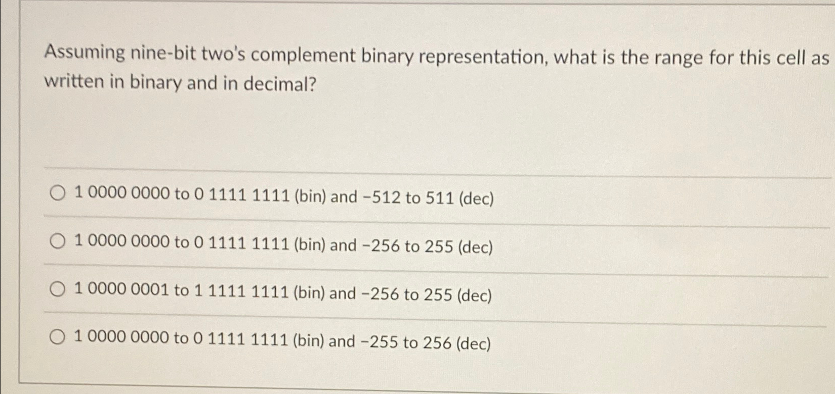 Solved Assuming nine-bit two's complement binary | Chegg.com