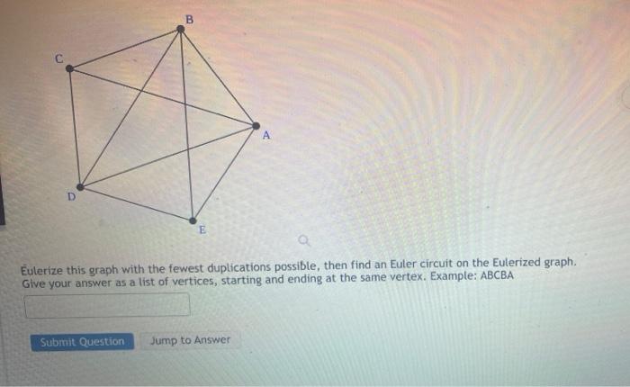 Solved Eulerize This Graph With The Fewest Duplications