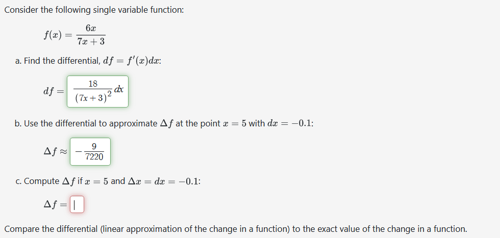 Solved Consider the following single variable | Chegg.com