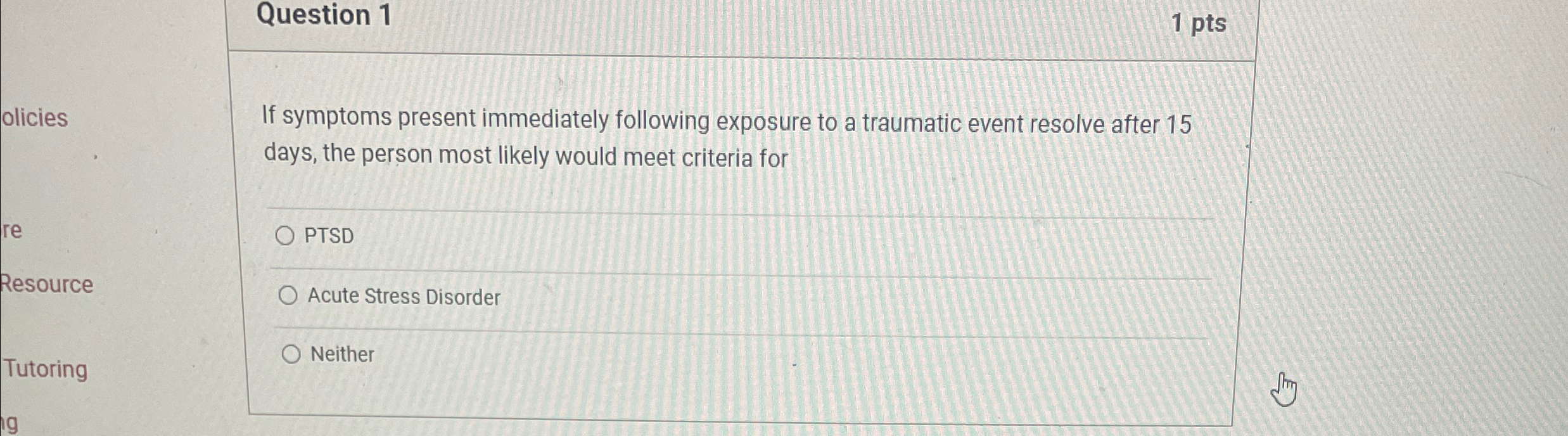Solved Question 11 ﻿ptsIf symptoms present immediately | Chegg.com