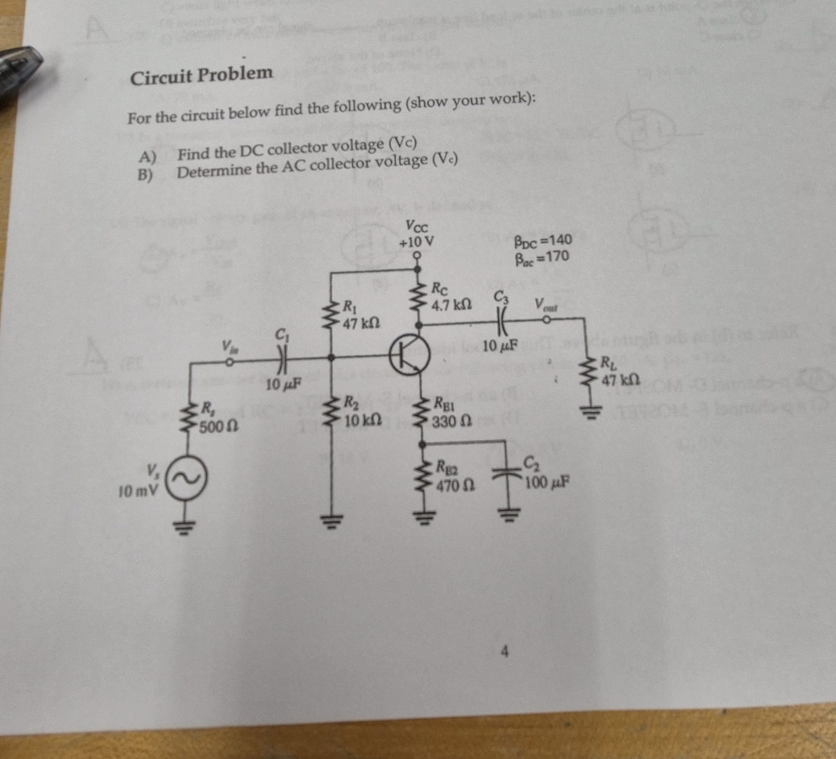 Solved Circuit ProblemFor the circuit below find the | Chegg.com