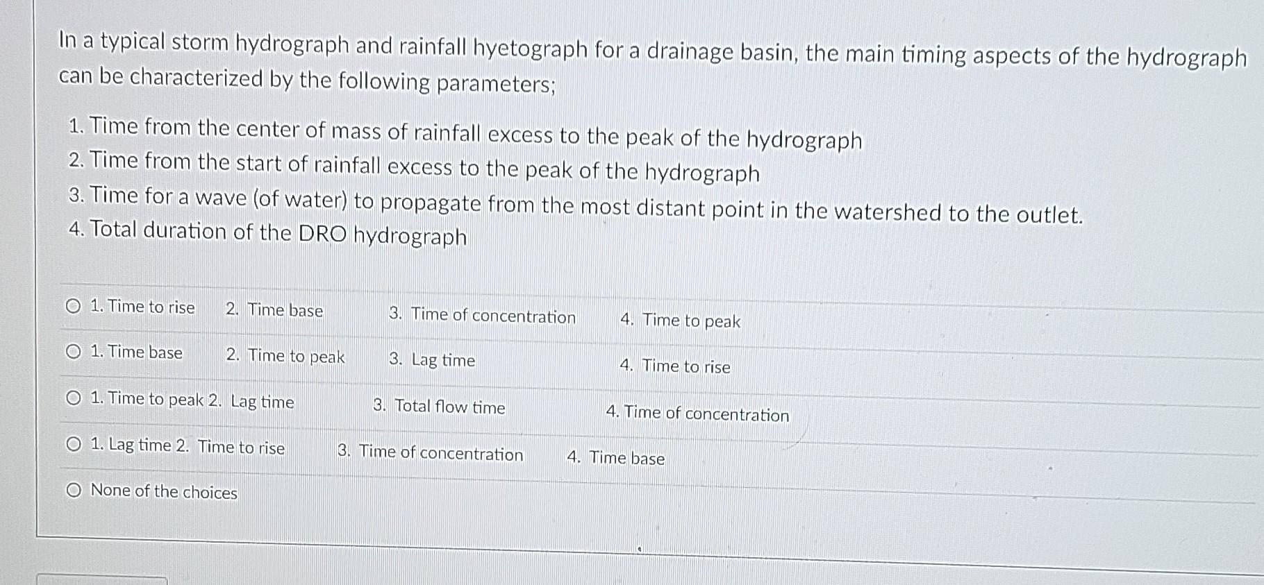 Solved In a typical storm hydrograph and rainfall hyetograph | Chegg.com
