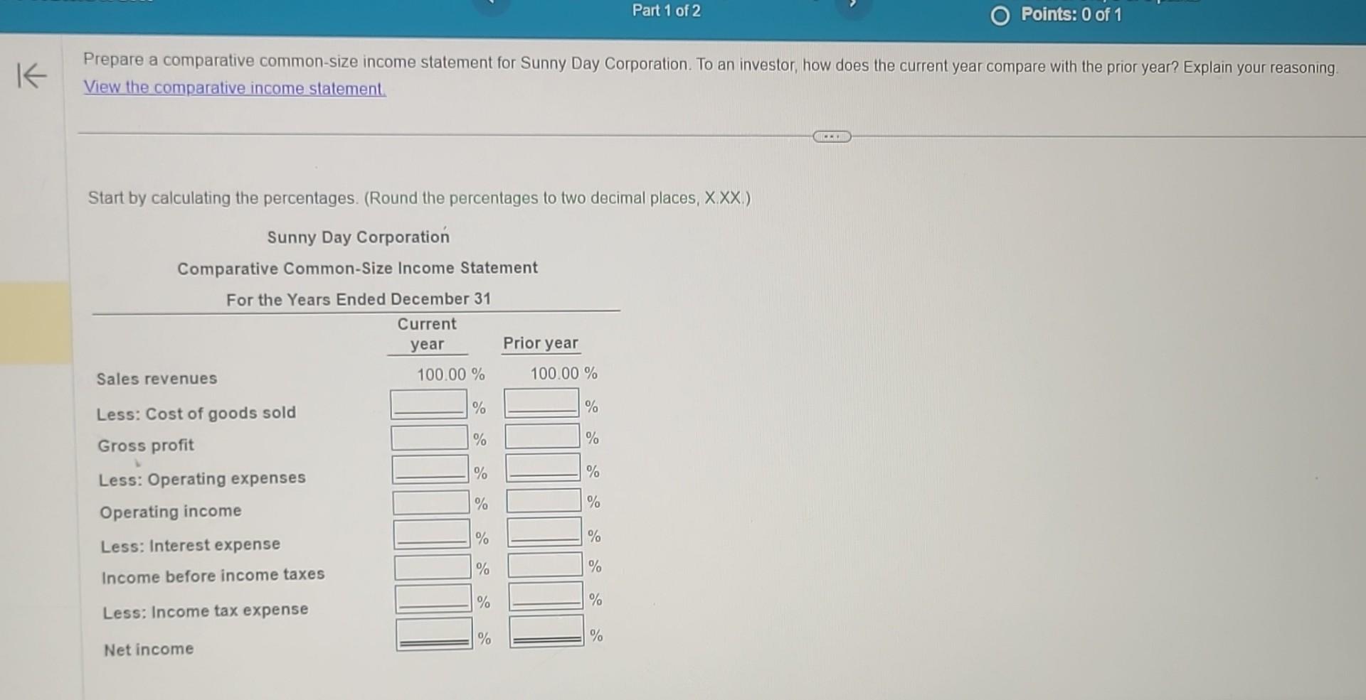 Solved Prepare a comparative common-size income statement | Chegg.com