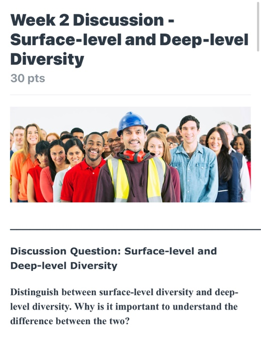 Solved Week 2 Discussion - Surface-level and Deep-level | Chegg.com