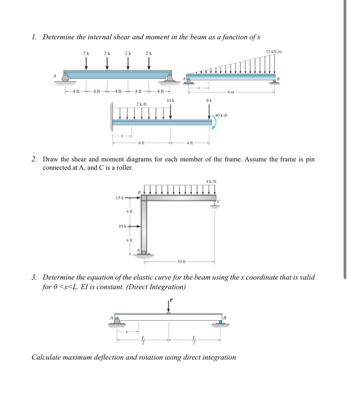 Solved Determine the internal shear and moment in the beam | Chegg.com