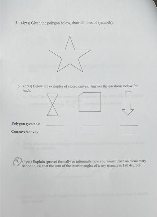 Solved 5. (4pts) Given the polygon below, draw all lines of | Chegg.com