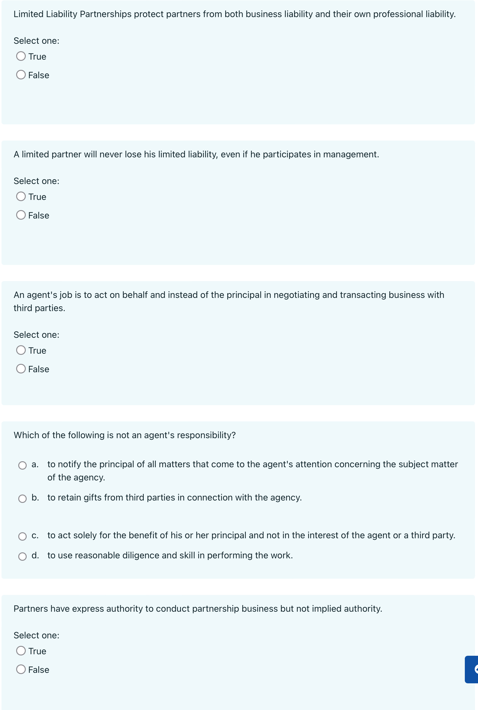 Solved Limited Liability Partnerships protect partners from | Chegg.com
