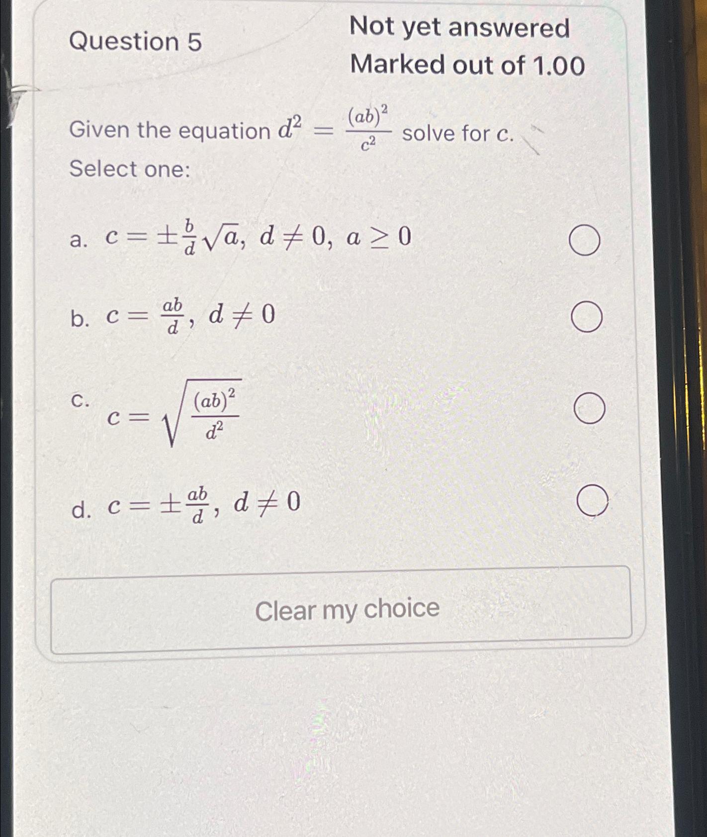 Solved Question 5Not yet answeredMarked out of 1.00Given the | Chegg.com