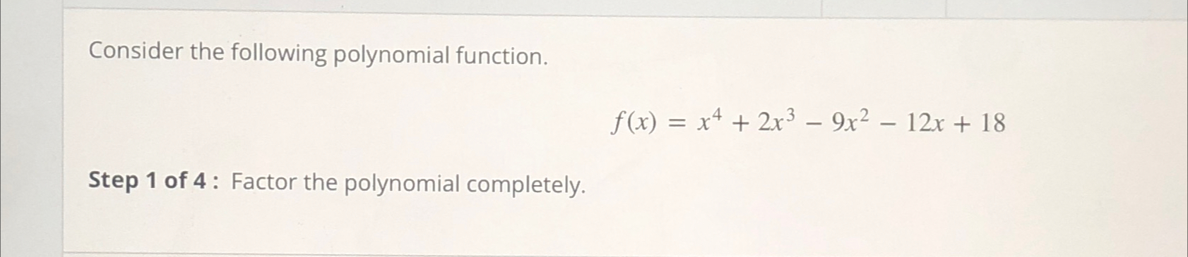 Solved Consider the following polynomial | Chegg.com