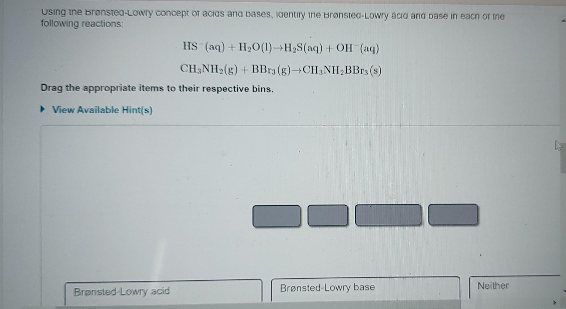 Solved Using the Brønsted-Lowry concept of acids and bases, | Chegg.com