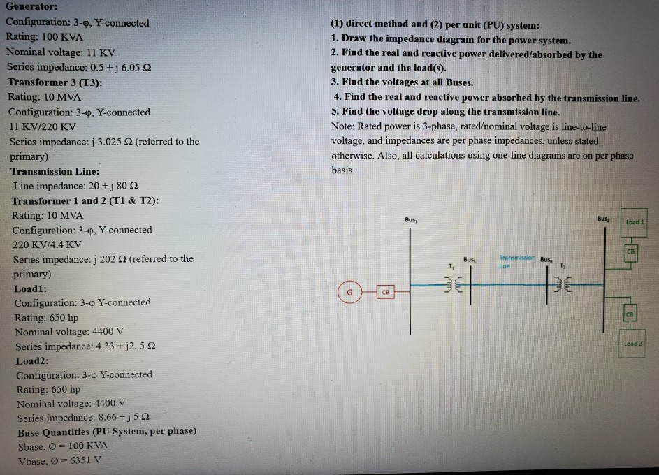 Solved (1) direct method and (2) per unit (PU) system: 1. | Chegg.com