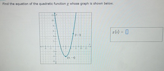 Solved Find the equation of the quadratic function g ﻿whose | Chegg.com