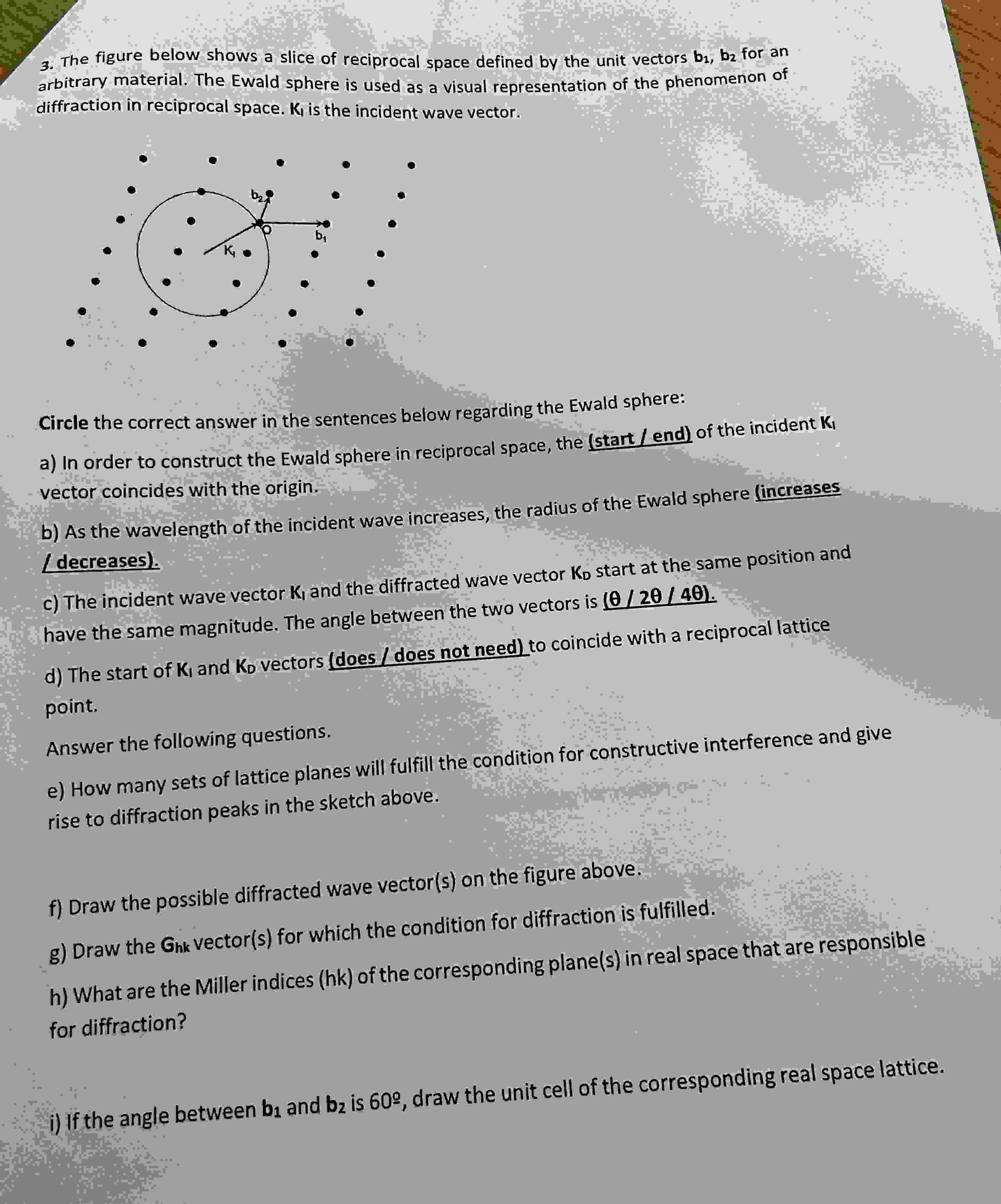 Solved The figure below shows a slice of reciprocal space | Chegg.com