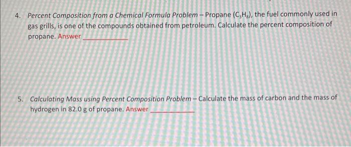 Solved Percent Composition from a Chemical Formula Problem - | Chegg.com