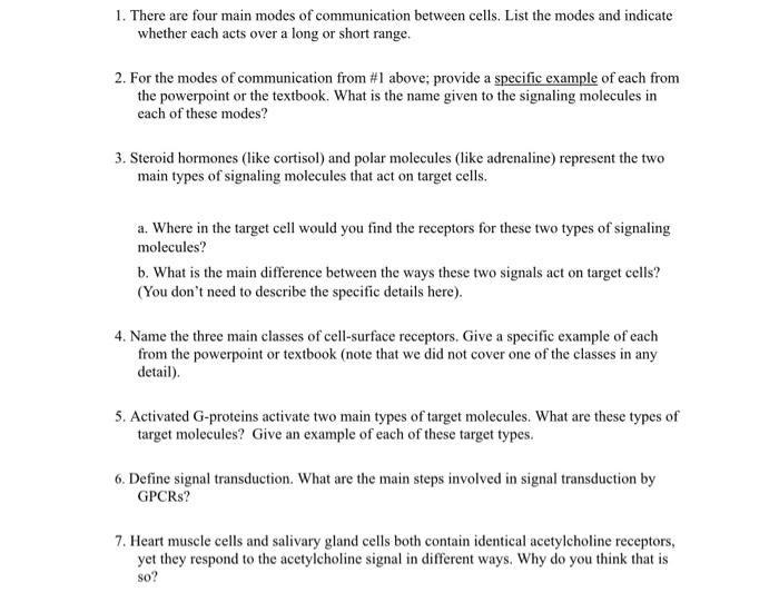 Solved 1. There are four main modes of communication between | Chegg.com