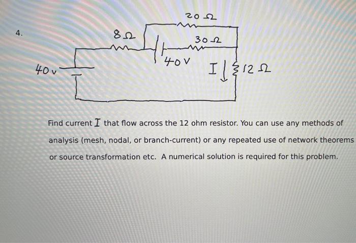 Solved Find current I that flow across the 12 ohm resistor. | Chegg.com