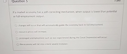 Solved Question 5If a market economy has a self-correcting | Chegg.com