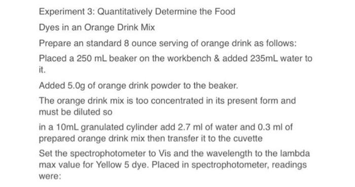 1. given that the molar mass of the yellow 5 dye is | Chegg.com