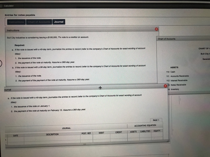 Solved Calculator Entries for notes payable Instructions | Chegg.com