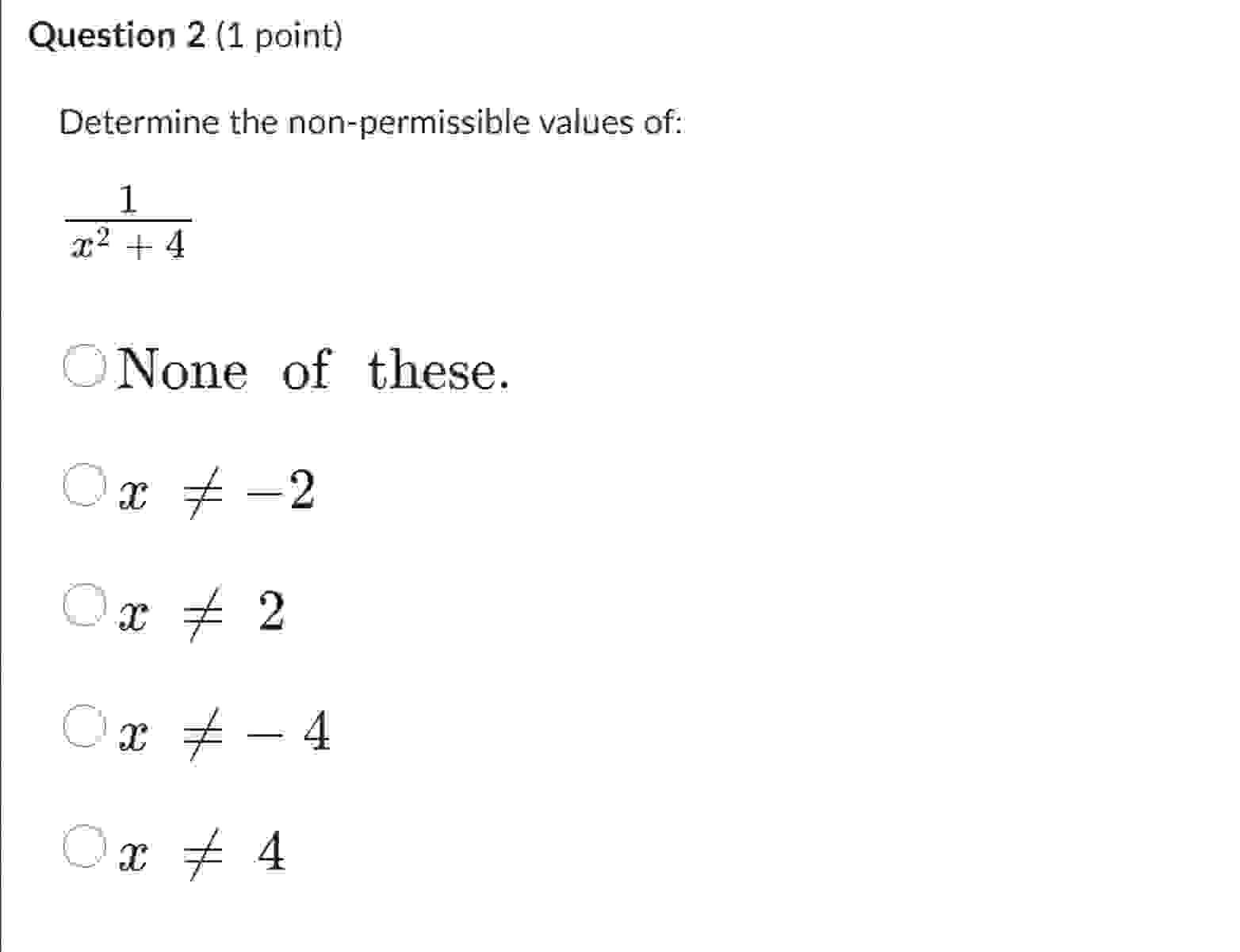 Solved Question 2 (1 ﻿point)Determine the non-permissible | Chegg.com