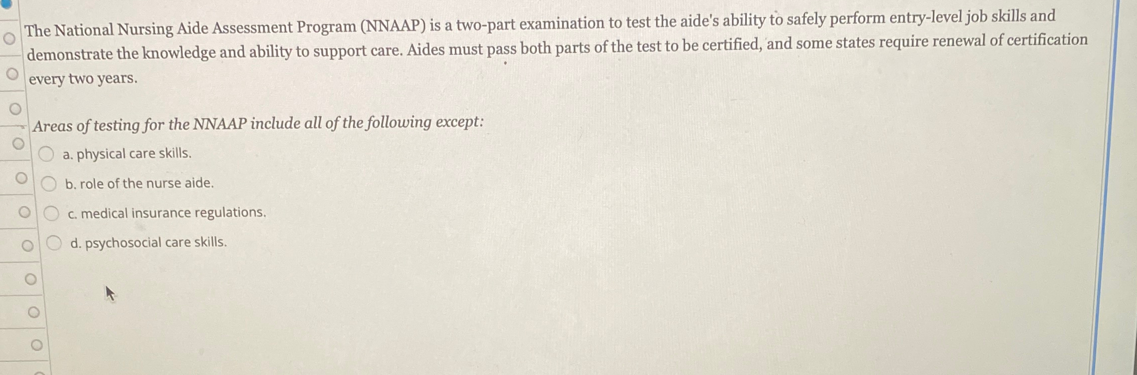 Solved The National Nursing Aide Assessment Program (NNAAP) | Chegg.com