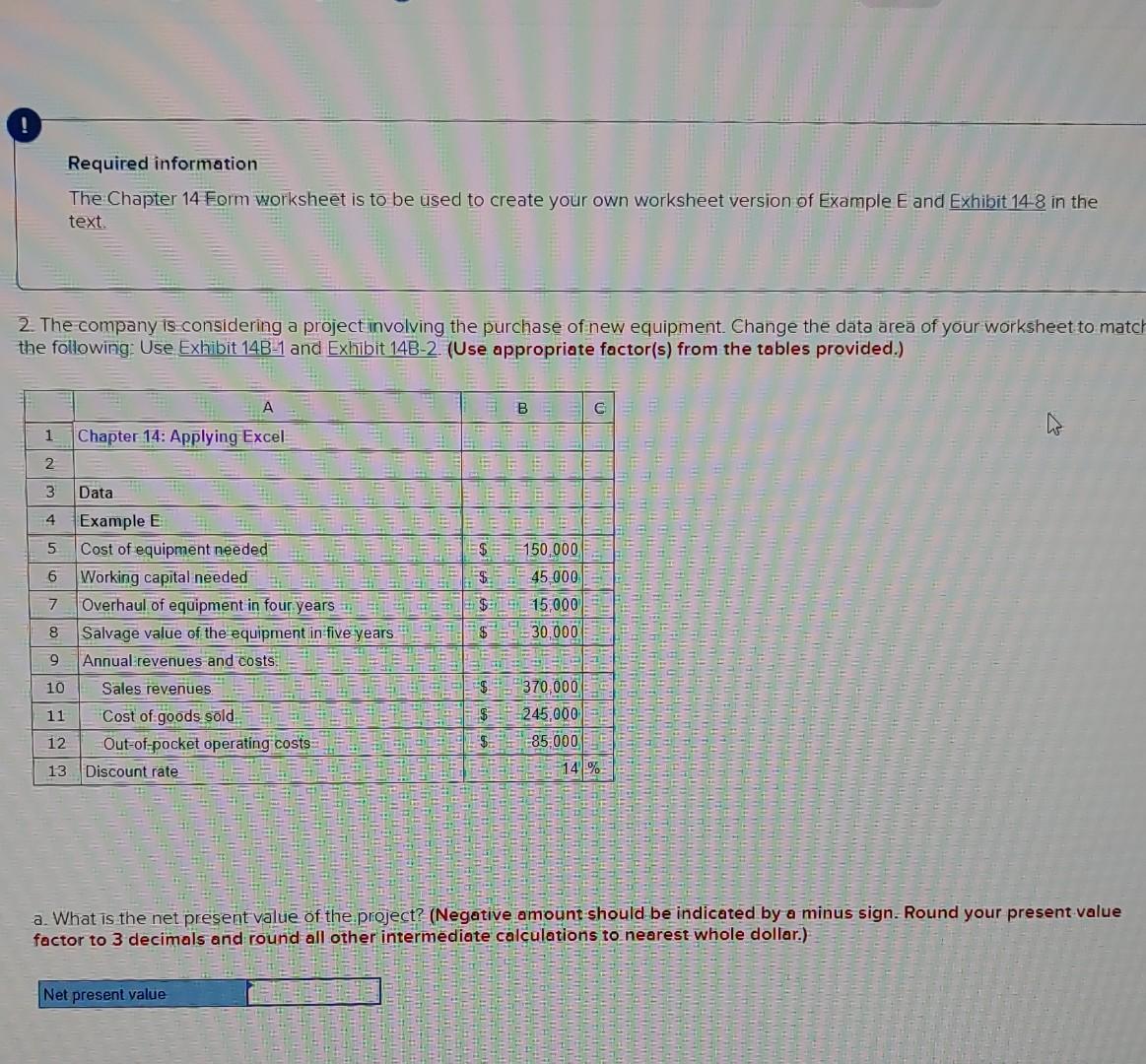 Solved Required information The Chapter 14 Form worksheet is | Chegg.com