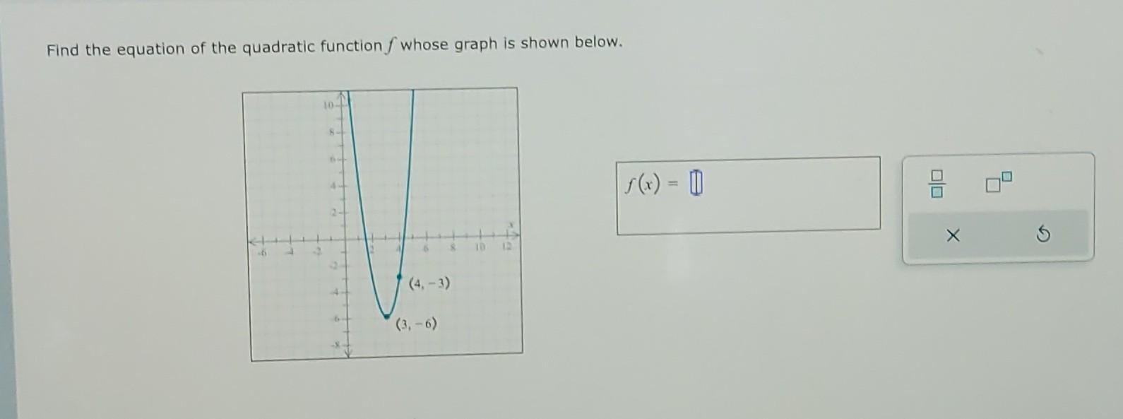 Solved Find The Equation Of The Quadratic Function F Whose